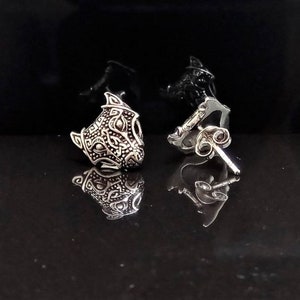 Fenrir Wolf Stud Earrings STERLING SILVER 925 Viking Talisman ...