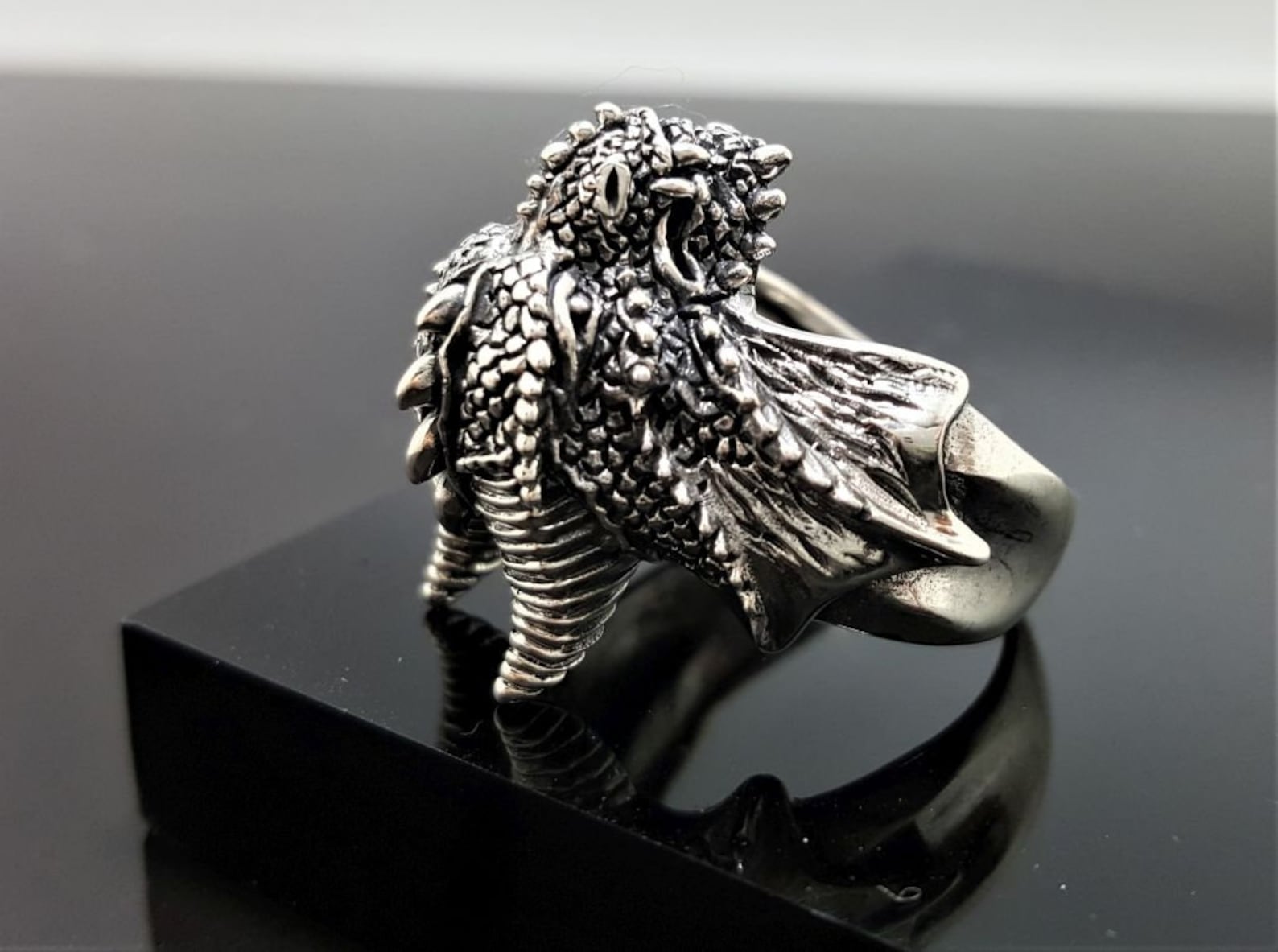 Celtic Dragon Ring Sterling Silver 925 Medieval Dragon Draco - Etsy