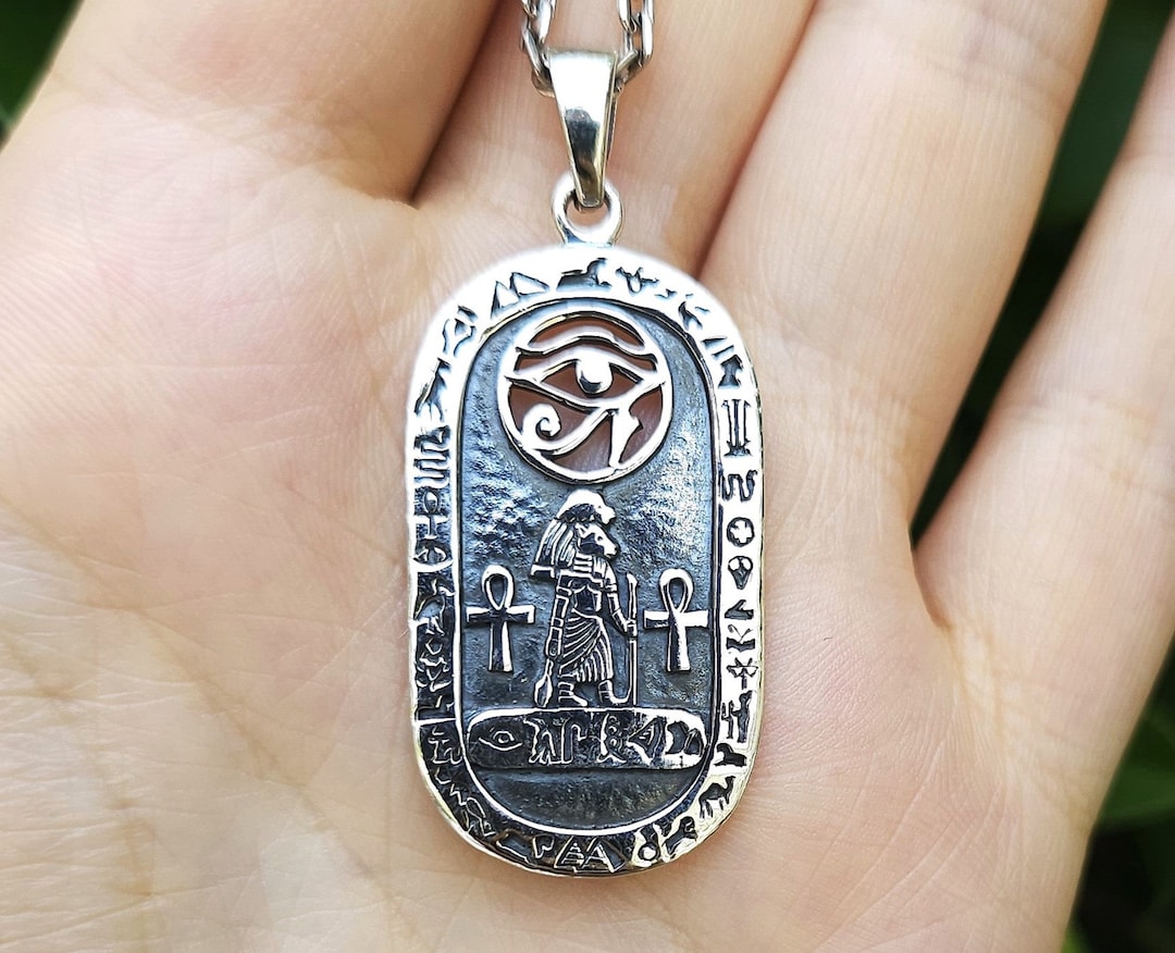 Eye of Ra Pendant 925 STERLING SILVER Sekhmet Goddess Ankh Pyramid ...