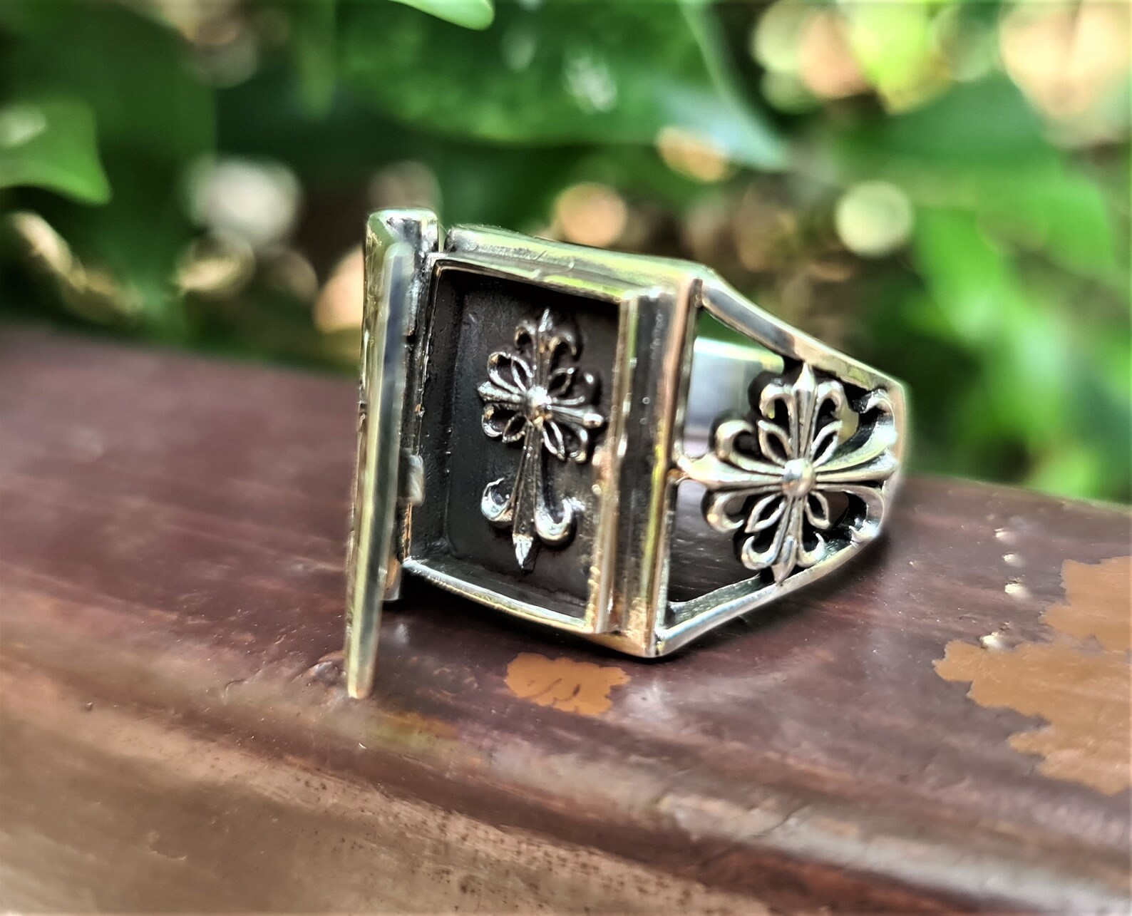 Gothic Cross Locket Ring STERLING SILVER 925 Holy Book Hidden - Etsy