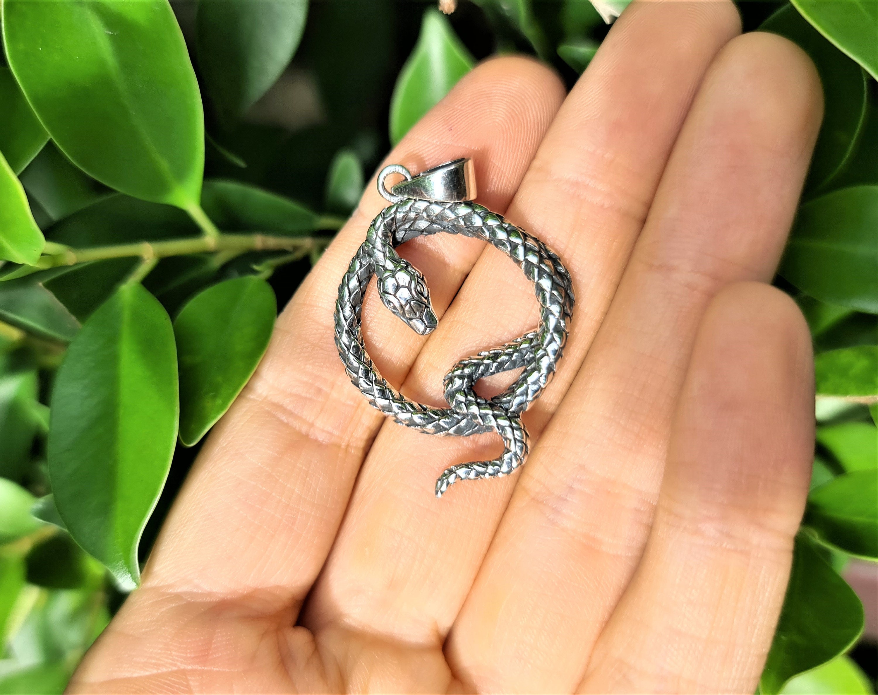 Snake Pendant 925 STERLING SILVER Kundalini Swirl Occult Sacred Symbol ...