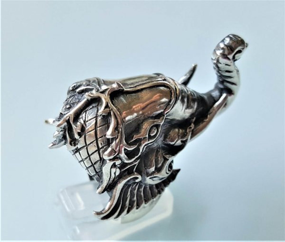 Elephant Ring STERLING SILVER 925 Big Tusks Exclusive Unique - Etsy