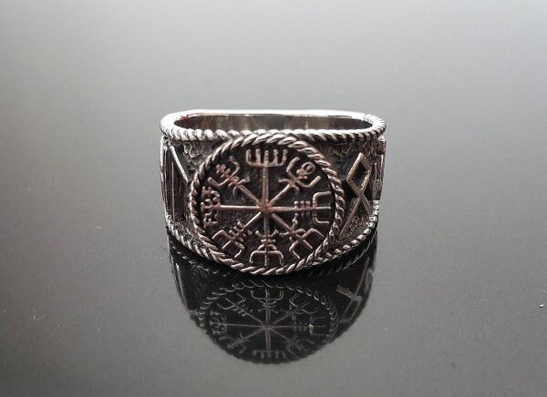 Vegvisir Ring 925 Sterling Silver Runic Compass Pagan Norse Viking ...