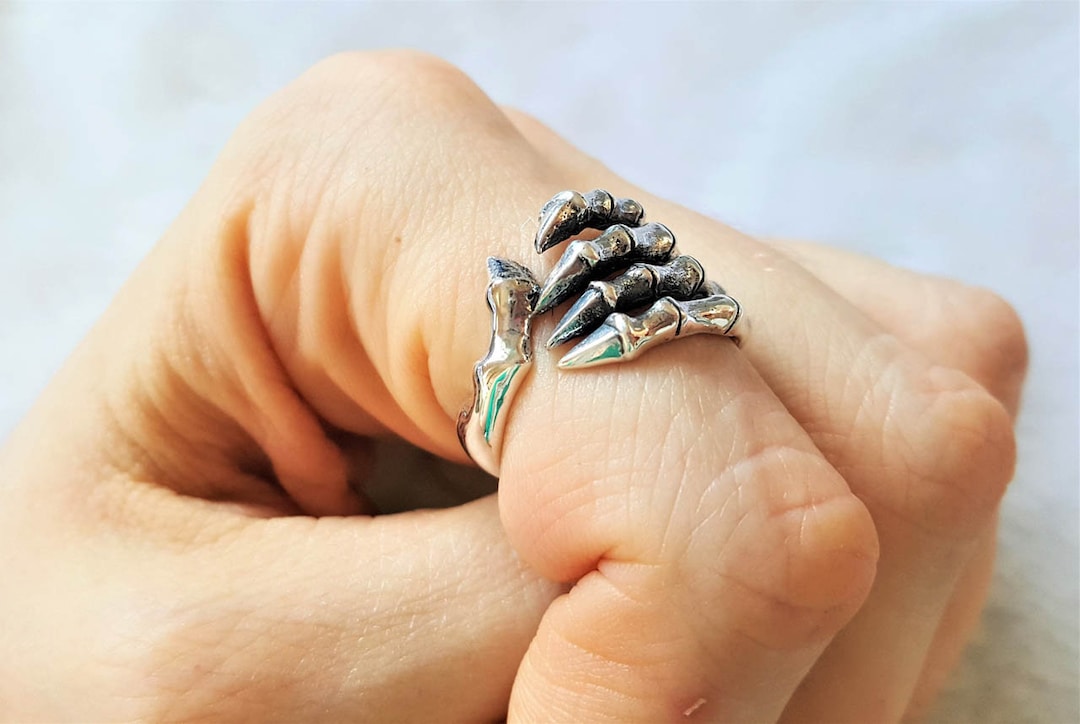 Skeleton Hand Ring 925 Sterling Silver Skull Punk Goth Rock Biker - Etsy