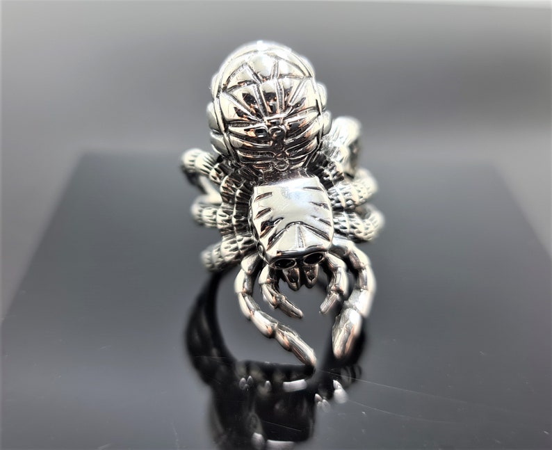 Giant Spider Ring 925 Sterling Silver Large Jumping Spider Black Onyx ...