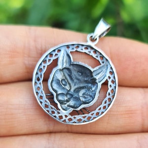 Magic Cat Pentagram Pendant STERLING SILVER 925 Witch's Cat Magical ...