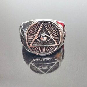 All Seeing Eye Pyramid STERLING SILVER 925 Ring Eye of Providence ...