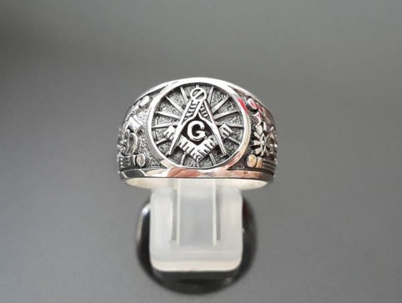 Masonic Ring 925 Sterling Silver MASTER MASON Symbols G Letter - Etsy