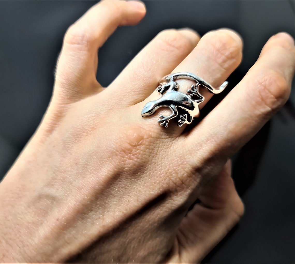 Lizard Ring STERLING SILVER 925 Gecko Lizard Handmade Animal - Etsy