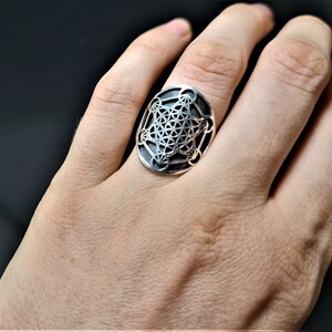Metatron Cube Ring STERLING SILVER 925 Sacred Geometry Archangel ...