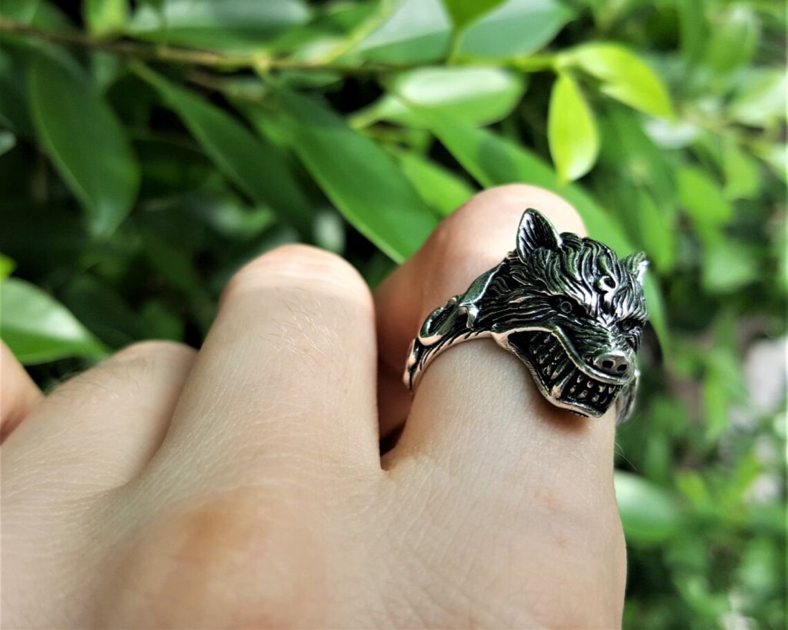 Wolf Ring STERLING SILVER 925 Totem Animal Talisman Amulet - Etsy