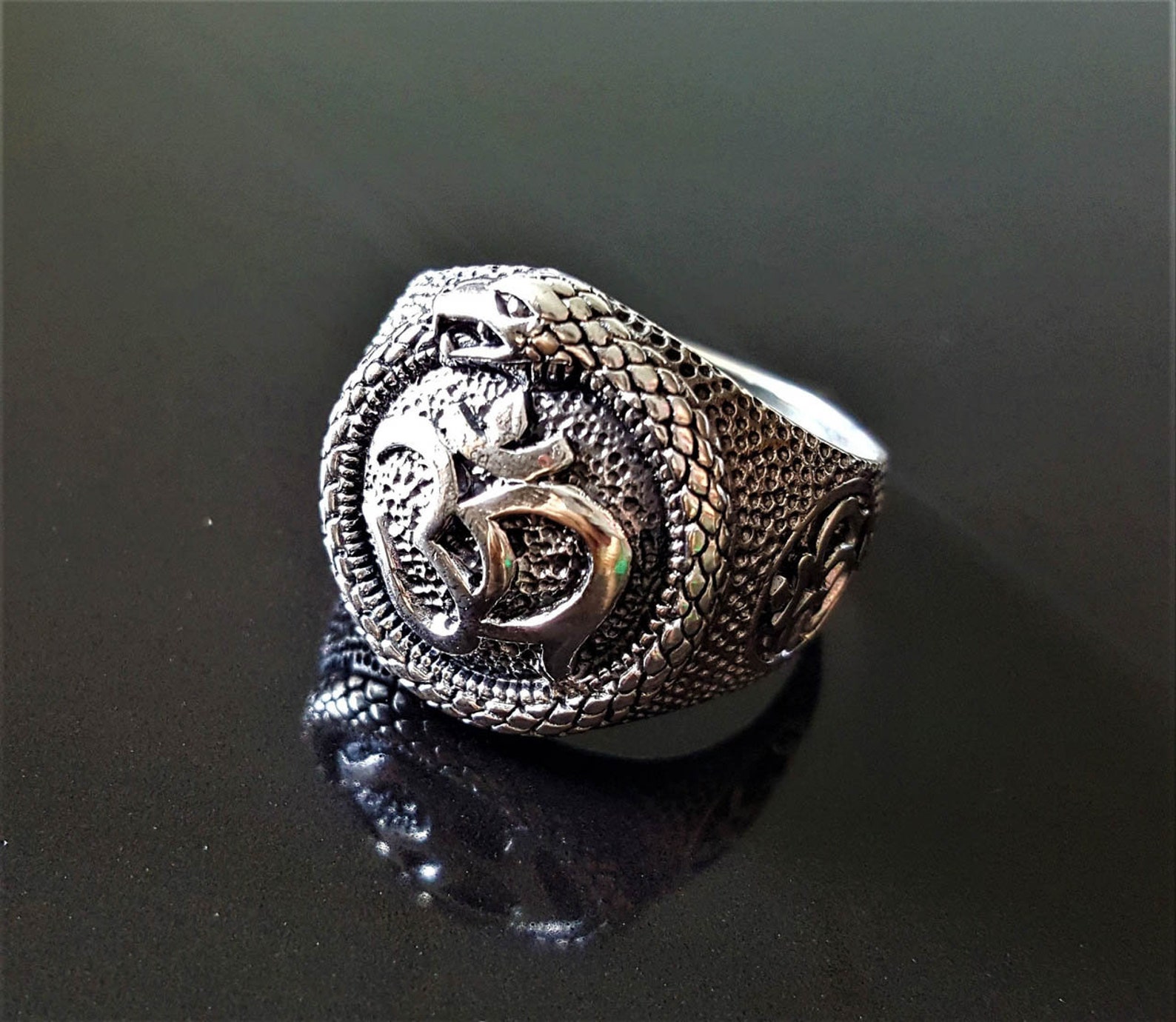 Om Ouroboros Ring 925 STERLING SILVER 925 AUM Om Talisman - Etsy