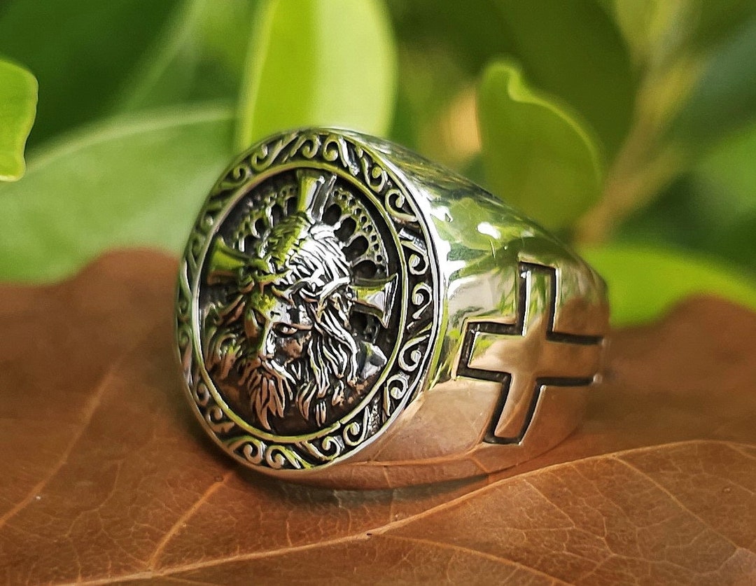 Jesus Christ Ring 925 STERLING SILVER Christian Cross Crucifix Ring ...