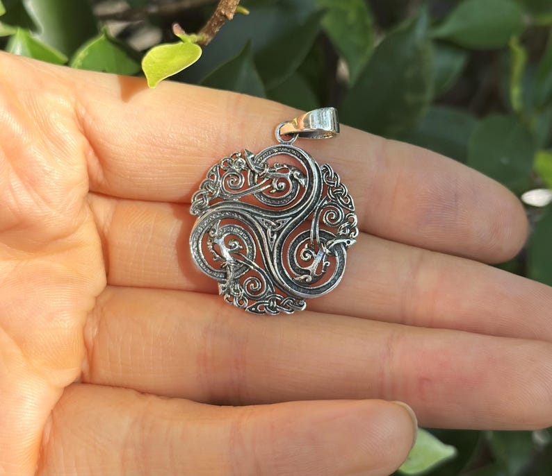 Triskele Pendant STERLING SILVER 925 Triple Spiral Trinity Knot ...