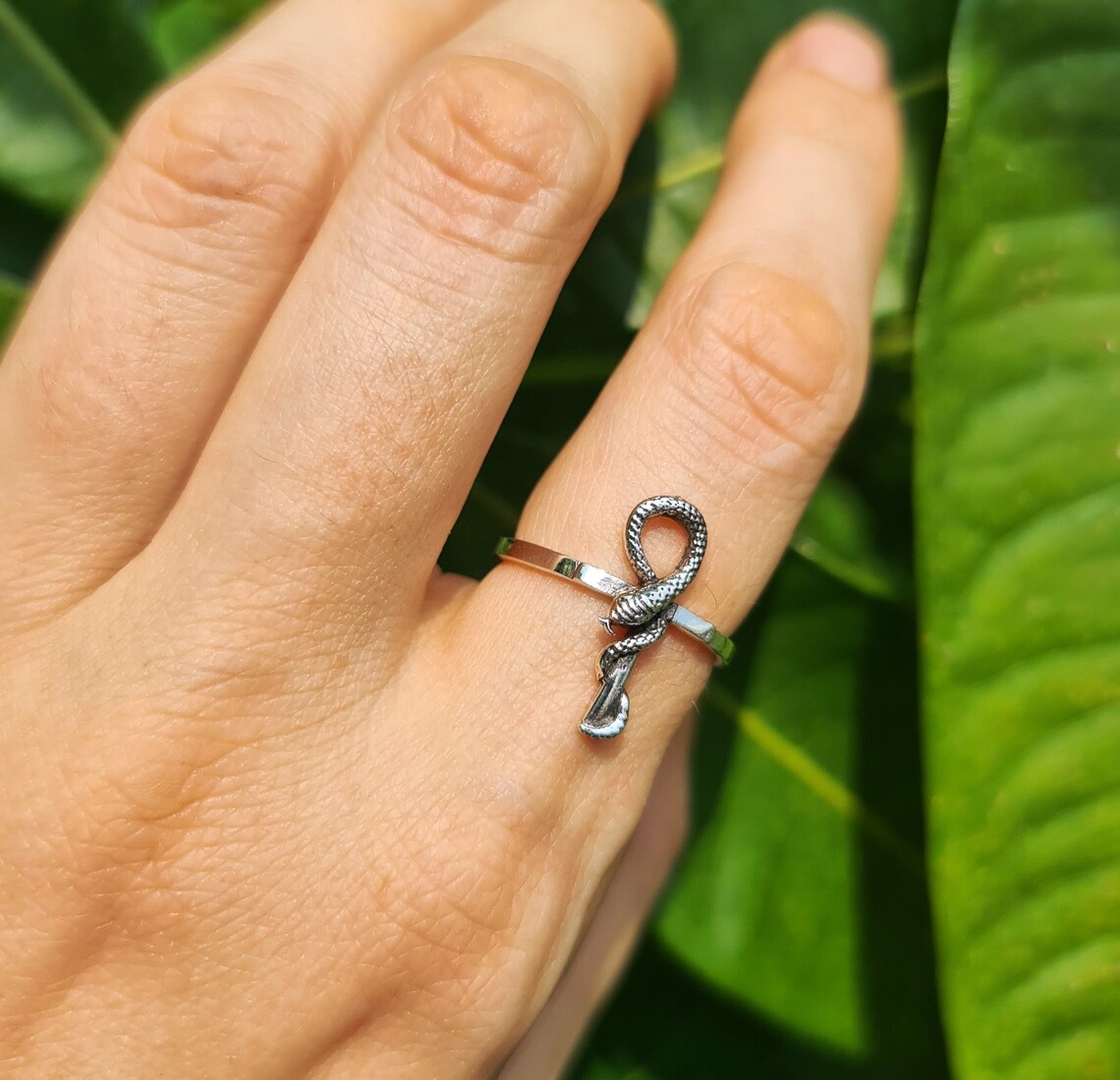 Egyptian Ankh Snake Ring STERLING SILVER 925 Cross Key of Life - Etsy