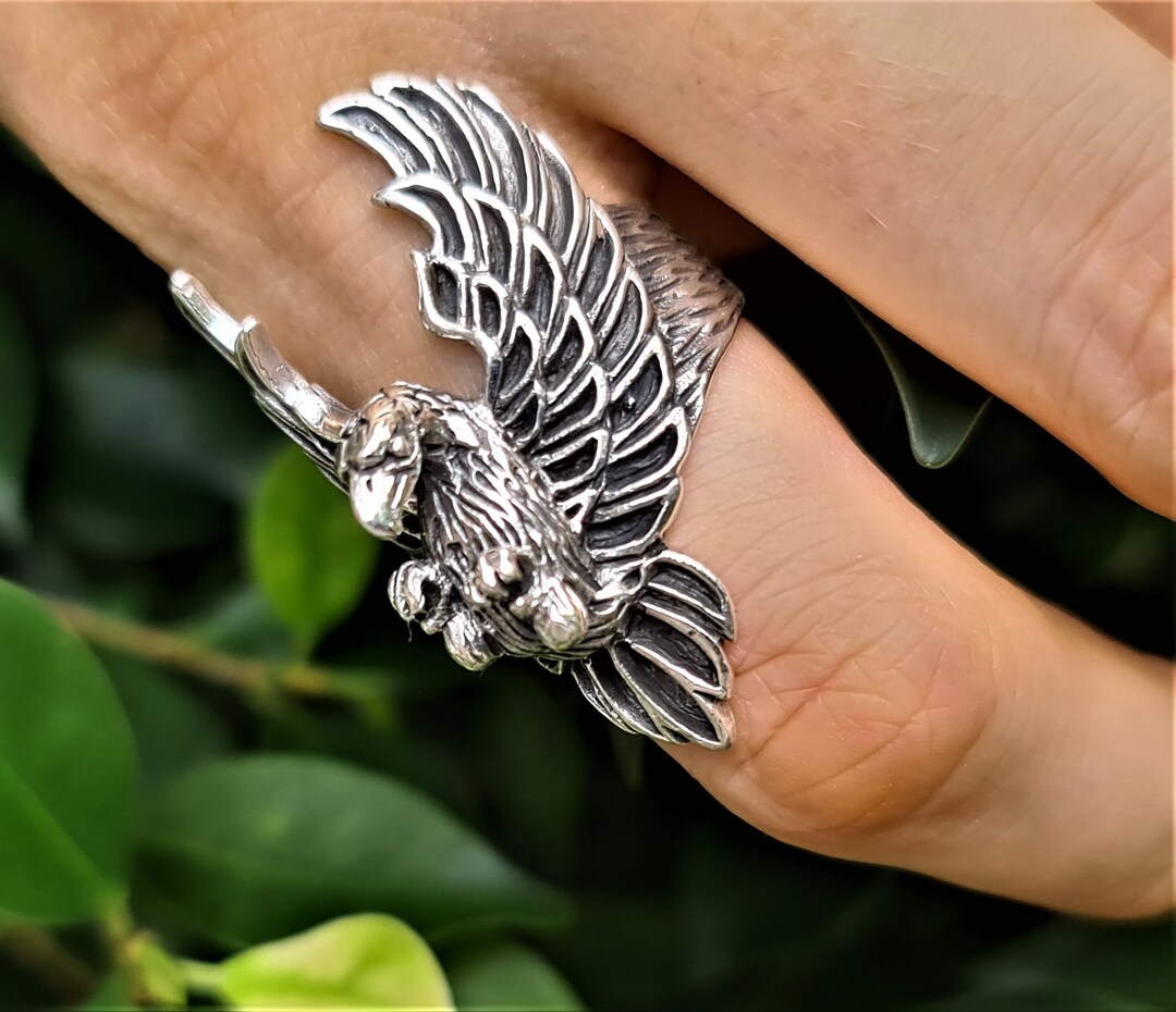 Eagle Ring Sterling Silver 925 Eagles Wings Symbol of Great Strength ...