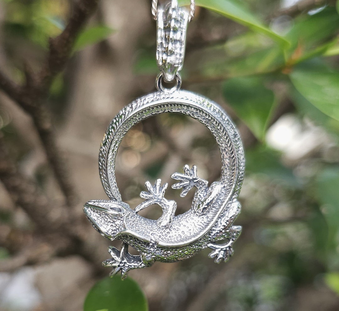 Lizard Pendant STERLING SILVER 925 Iguana Chameleon Lizard Reptile ...