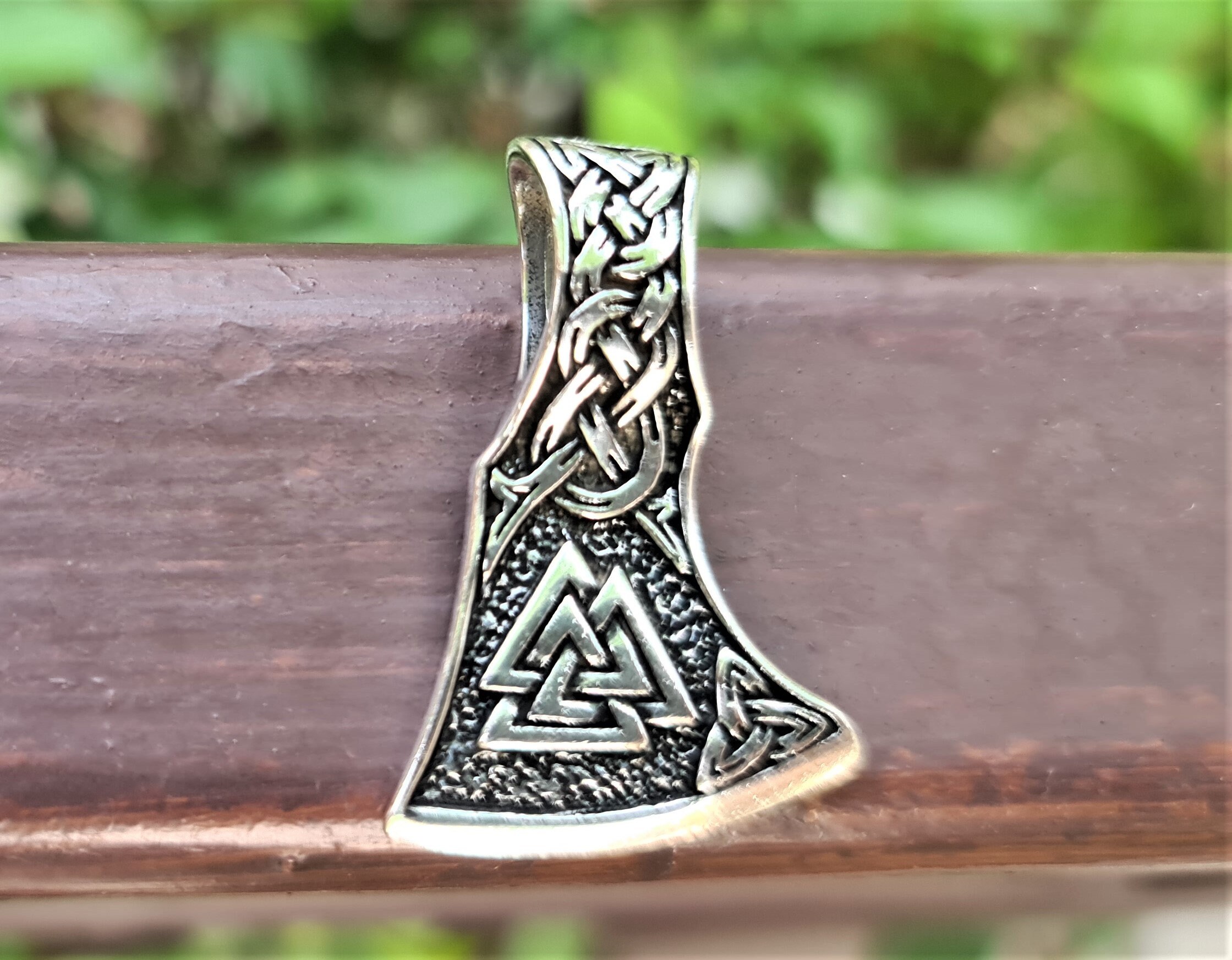 Valknut Axe Pendant STERLING SILVER 925 Viking Warrior Runic | Etsy