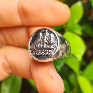 Sailboat Ring 925 Sterling Silver Sailing Ship Nautical Symbol Sailor ...