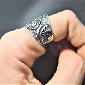 God Ra Ring STERLING SILVER 925 the Egyptian Sun God Ra in the Horus ...