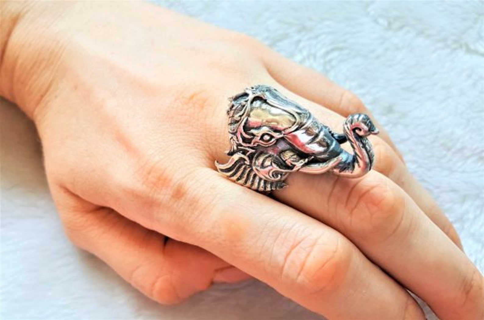 Elephant Ring STERLING SILVER 925 Big Tusks Exclusive Unique - Etsy