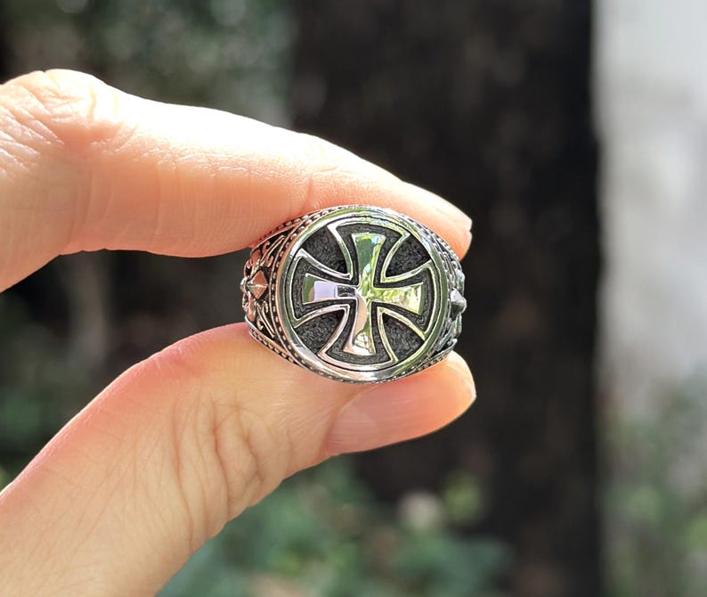 Maltese Cross Ring 925 Sterling Silver Fleur De Lis Knight's Sacred ...