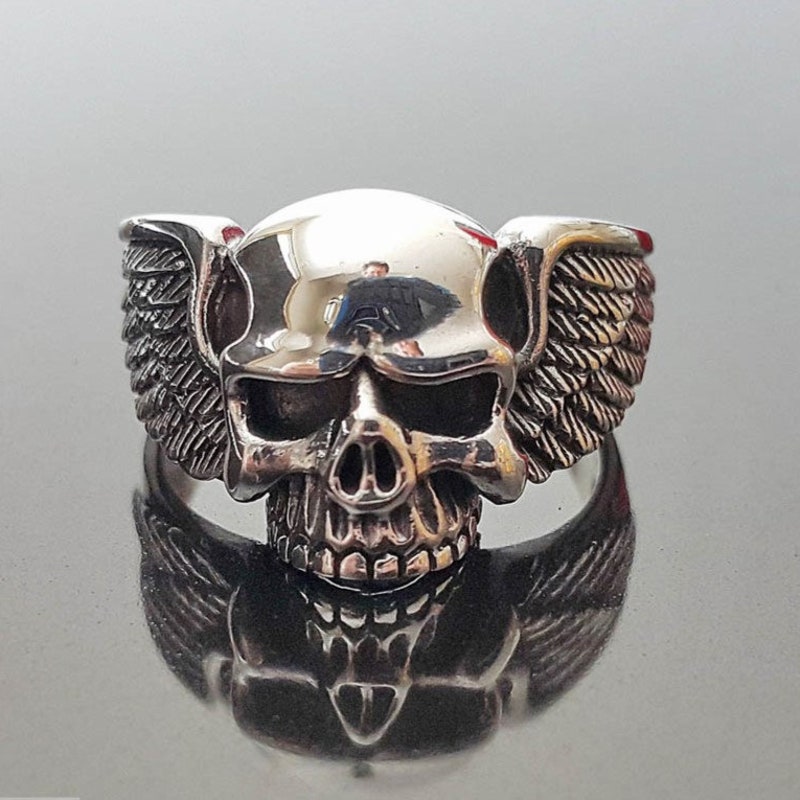 Winged Skull Ring - Etsy