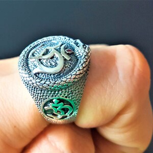 Om Ouroboros Ring 925 STERLING SILVER 925 AUM Om Talisman Protective ...