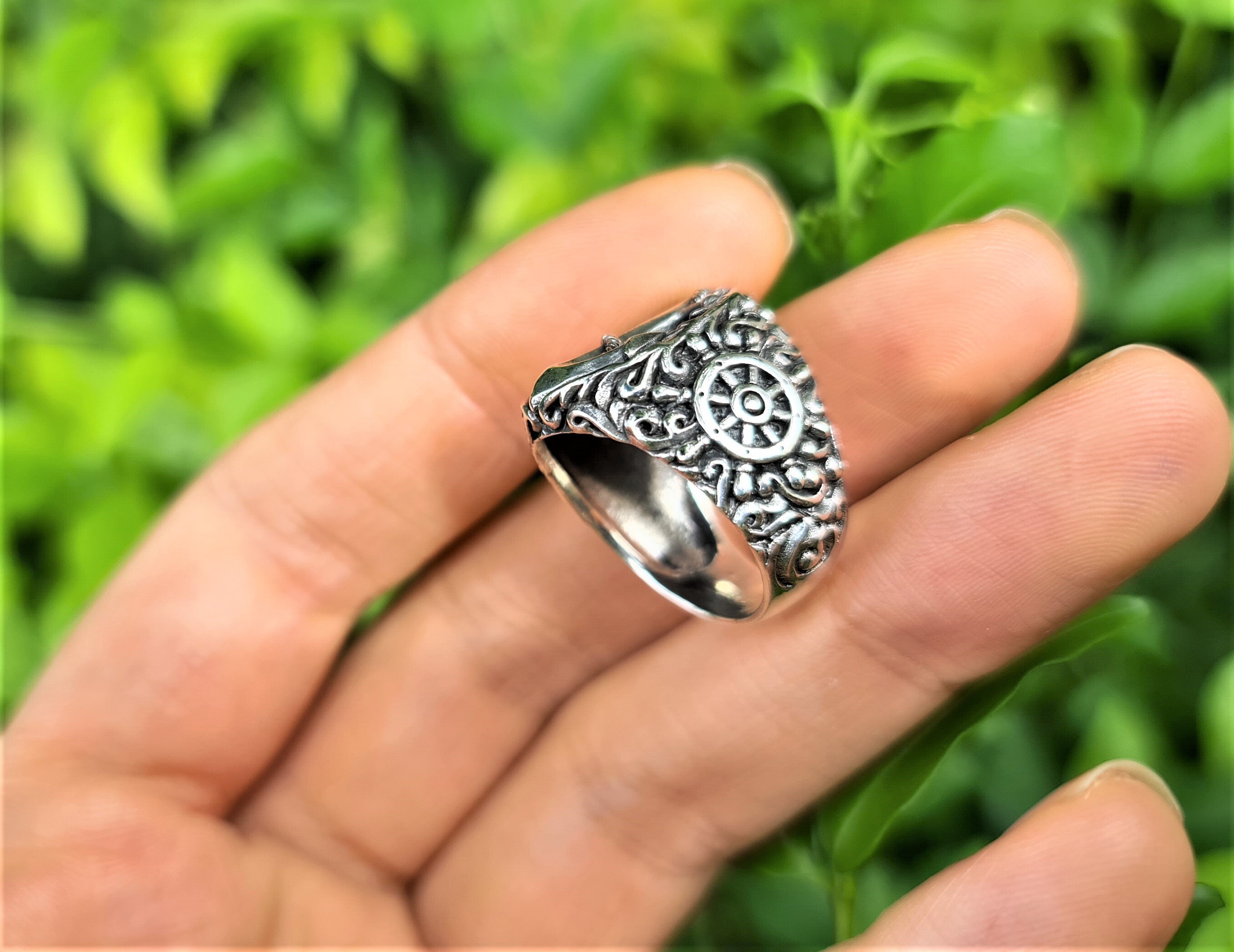 Anchor Nautical Ring STERLING SILVER 925 Ship Steering Wheel | Etsy