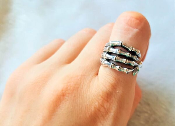 Skeleton Hand Ring 925 Sterling Silver Skull Punk Goth Rock - Etsy