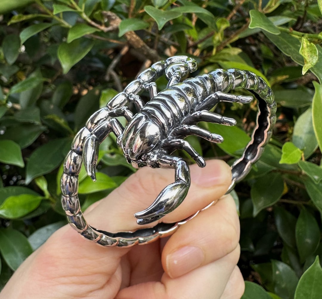 Scorpion Bracelet 925 STERLING SILVER Scorpion Bangle Biker Rock Punk ...