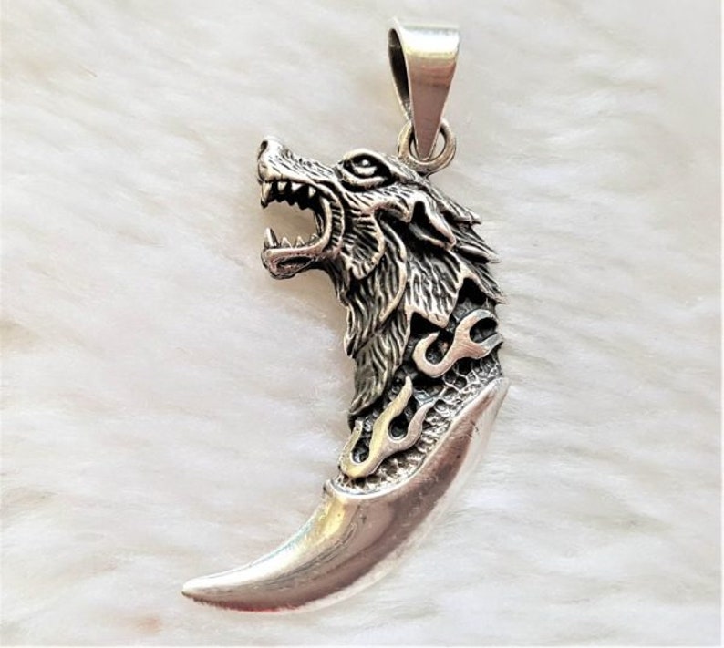 Wolf Fang STERLING SILVER 925 Pendant Wolf Claw Viking Wolf Talisman ...