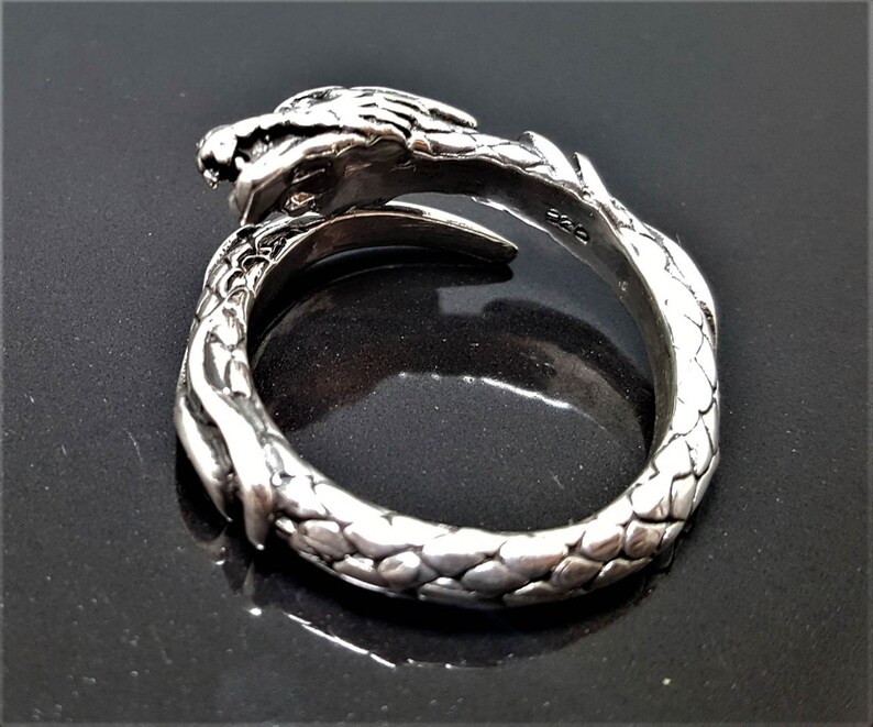 Ouroboros Ring 925 Sterling Silver Dragon Eating Tail Circle of Life ...