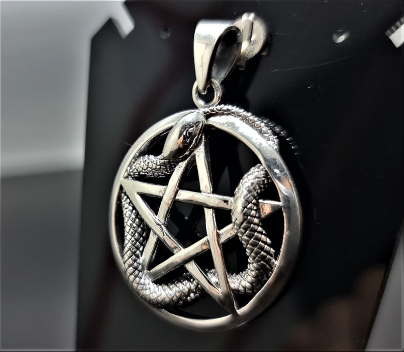 Pentacle Snake 925 Sterling Silver Pendant Pentagram Star - Etsy