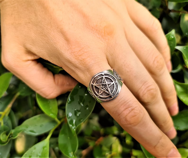 Sigil of Baphomet Inverted Pentagram Ring 925 Sterling Silver - Etsy