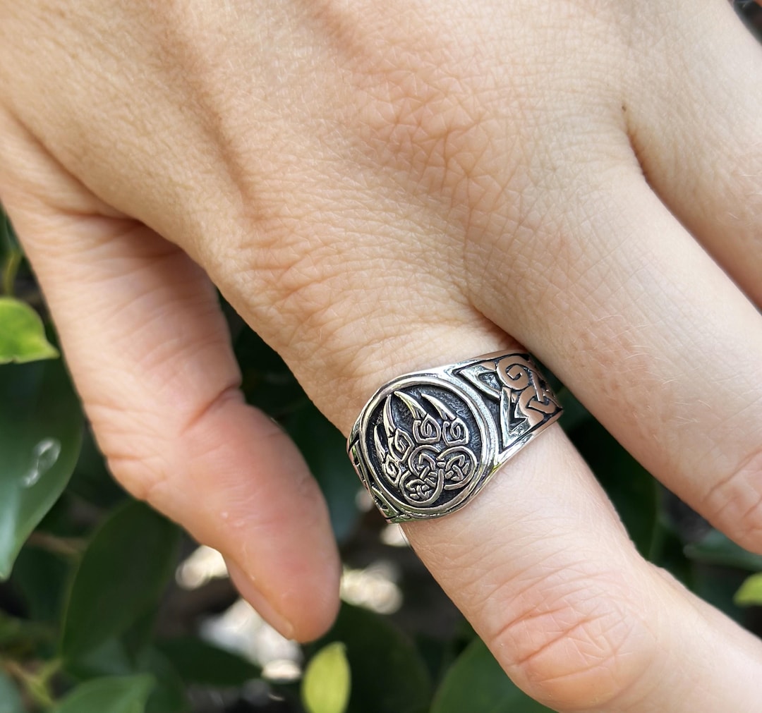 Bear Paw Ring 925 Sterling Silver Celtic Knot Viking Claw Warding ...