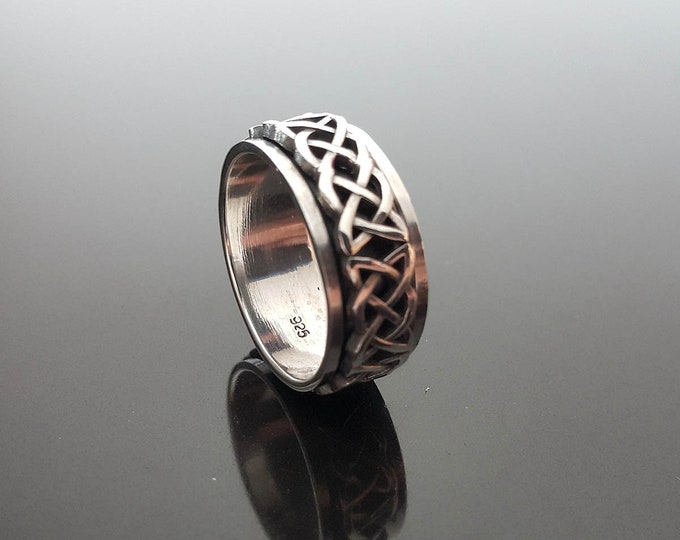 Spinner Ring 925 STERLING SILVER Celtic Infinity Knot Spinner Band Anti ...