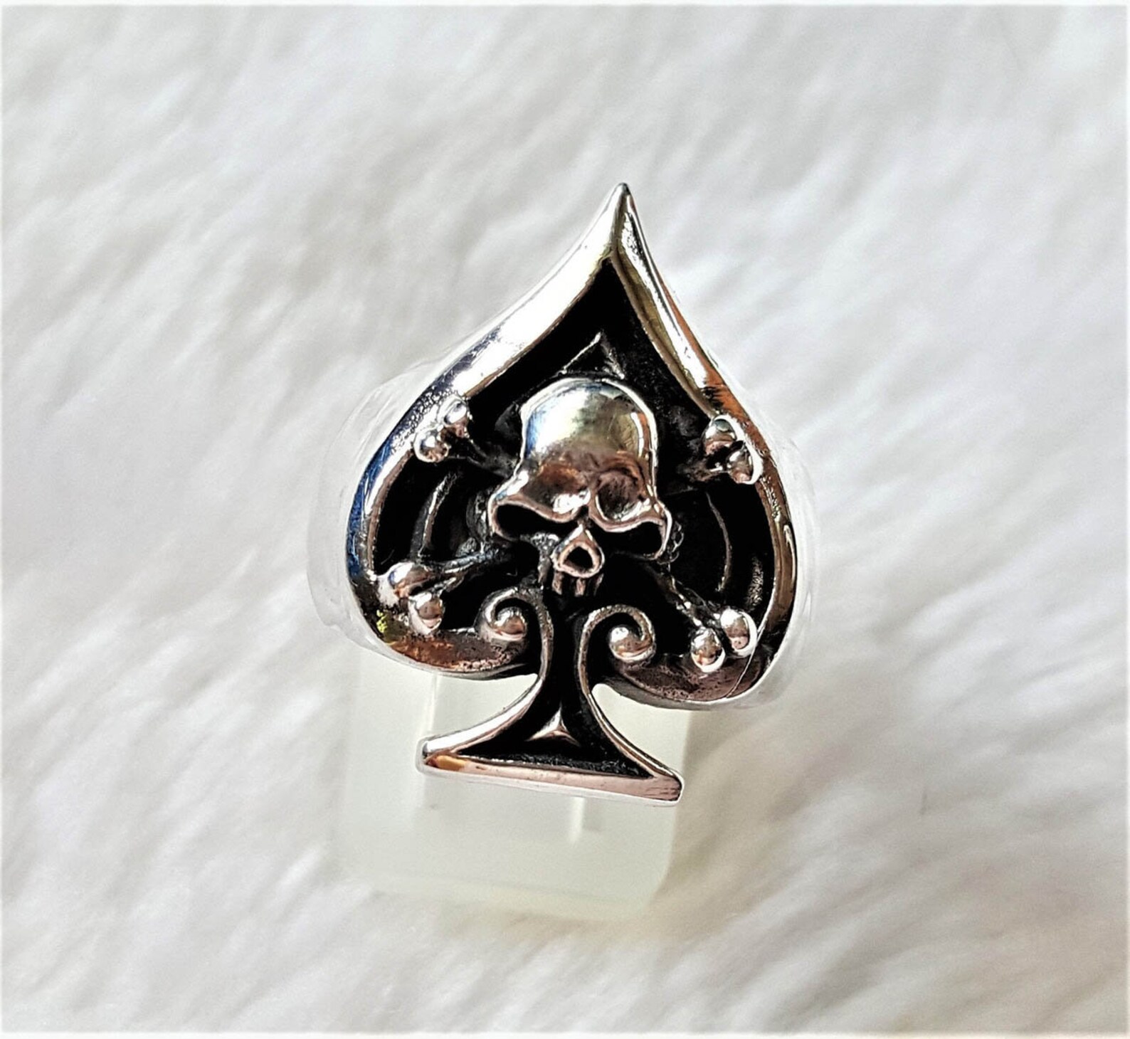 Ace of Spades Skull Ring 925 STERLING SILVER Skull & Bones | Etsy