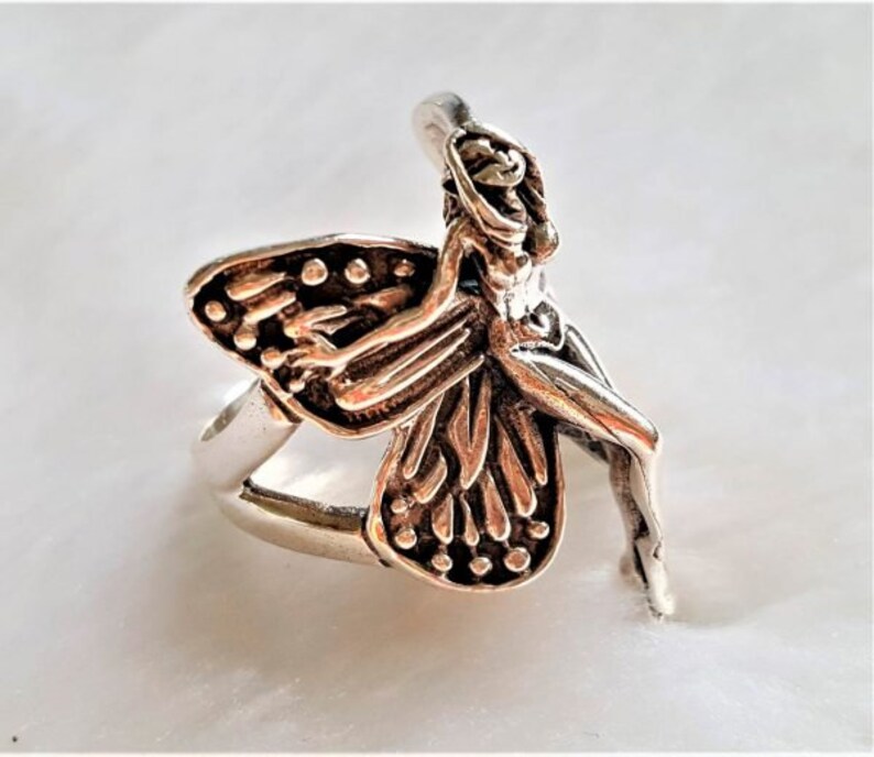 Fairy Elf Ring STERLING SILVER 925 Butterfly Angel Wings - Etsy