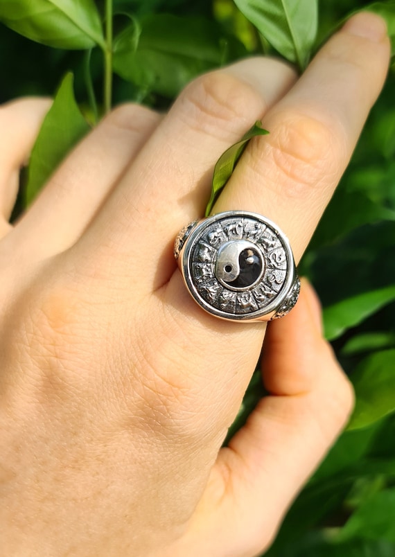 Yin Yang Spinner Ring STERLING SILVER 925 Chinese Horoscope | Etsy