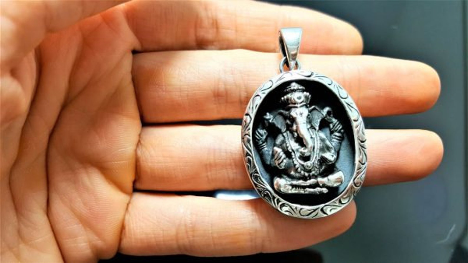 Ganesh Pendant 925 Sterling Silver Great Ganesha Lord of | Etsy