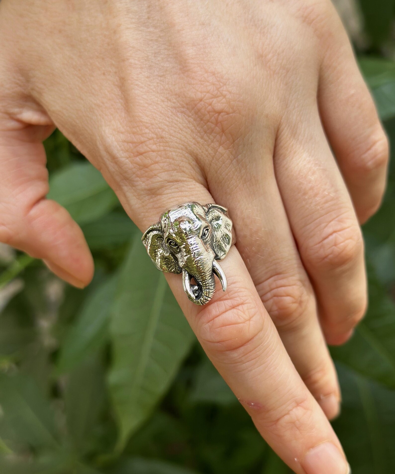 Elephant Ring STERLING SILVER 925 Big Tusks Exclusive Unique Design ...