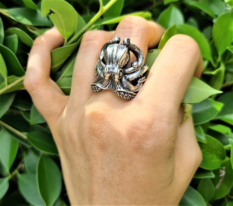 Massive OCTOPUS RING 925 Sterling Silver Ocean Sea Creature Tentacle ...