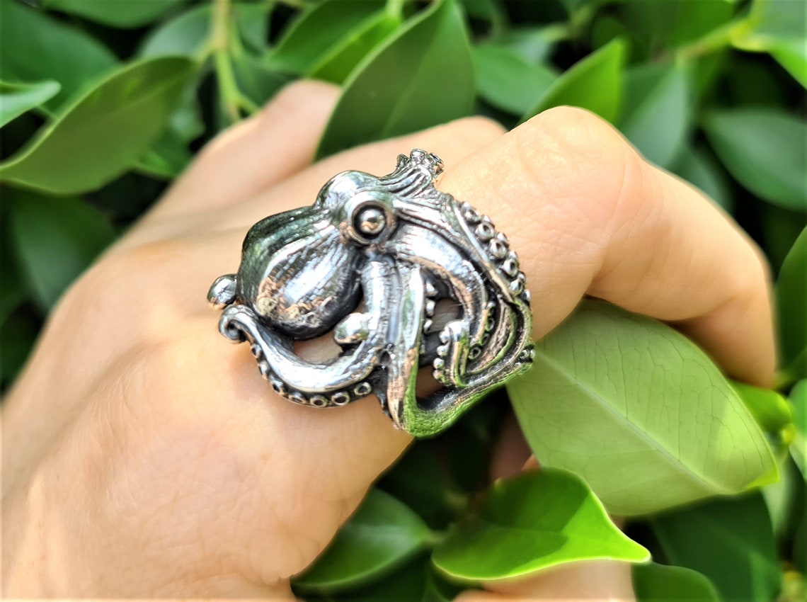 Massive OCTOPUS RING 925 Sterling Silver Ocean Sea Creature - Etsy