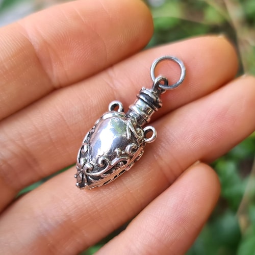 Sterling Silver 925 Perfume Bottle Pendant Locket Fragrance - Etsy