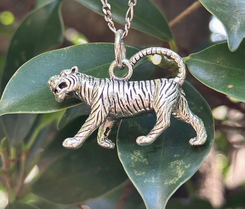 Tiger Pendant Solid 925 Sterling Silver 3D Tiger Big Cat Unisex ...