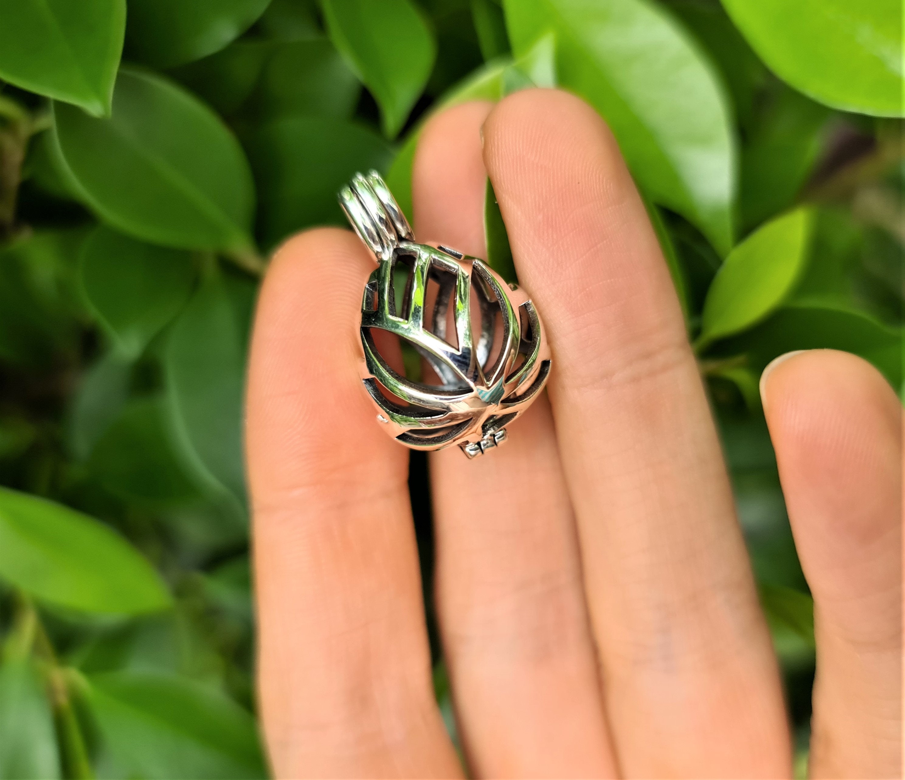 Lotus Cage Locket Pendant STERLING SILVER 925 Secret - Etsy