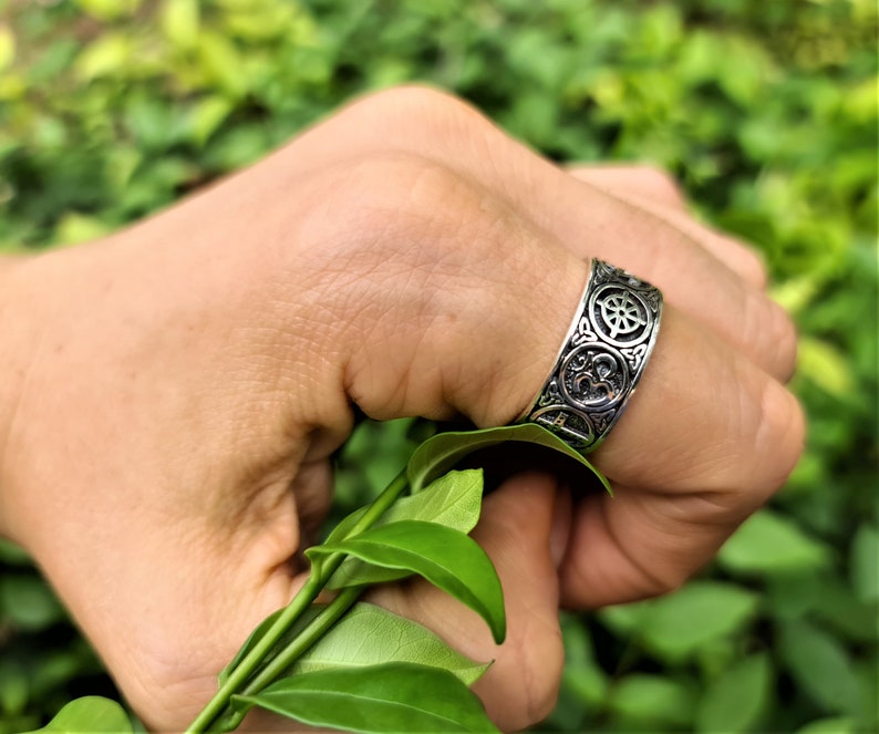 Sacred Symbols Ring Sterling Silver 925 CO-EXIST Yin Yang - Etsy