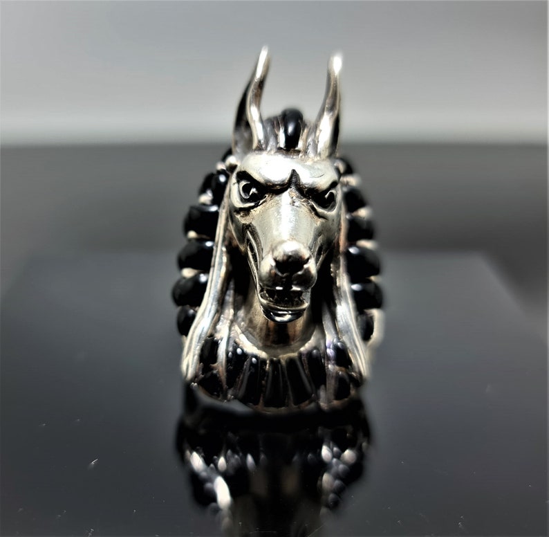 Anubis Ring Sterling Silver 925 Egyptian God Jackal-headed God - Etsy