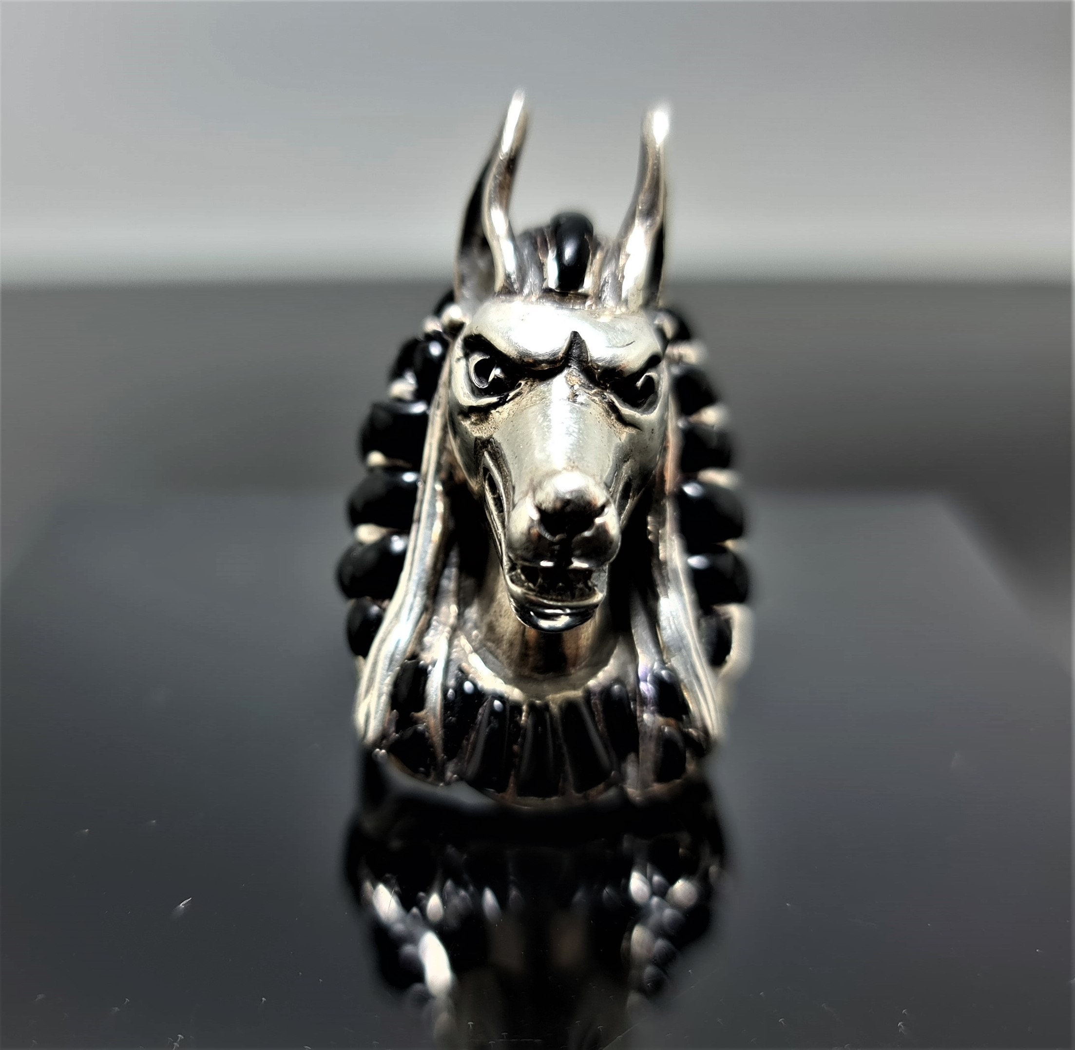 Anubis Ring Sterling Silver 925 Egyptian God Jackal-headed God | Etsy